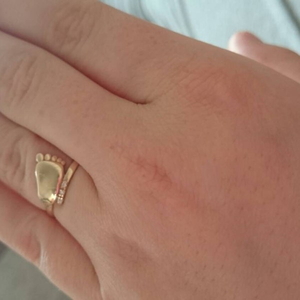Baby Foot Design 14k Solid Gold Diamond Ring Human Feet Ring Step Ring ...