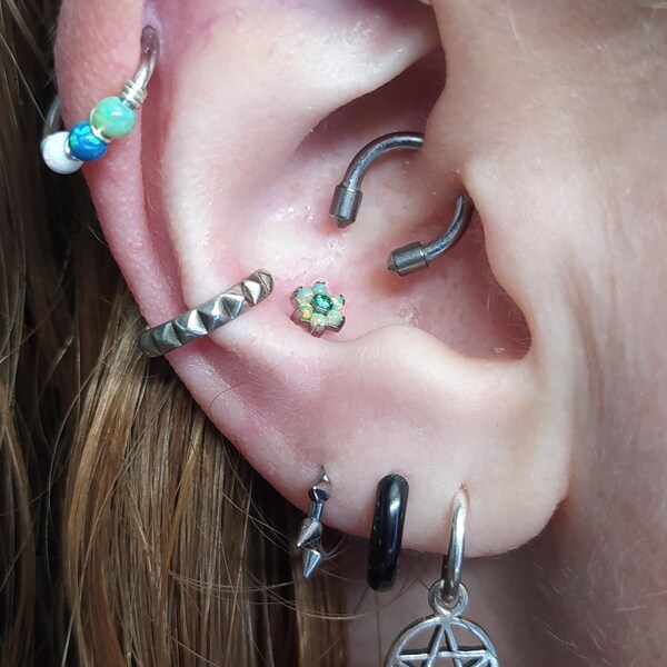 14g Scaffold Industrial Piercing Bar Colour Funky Wavy Heartbeat Design ...