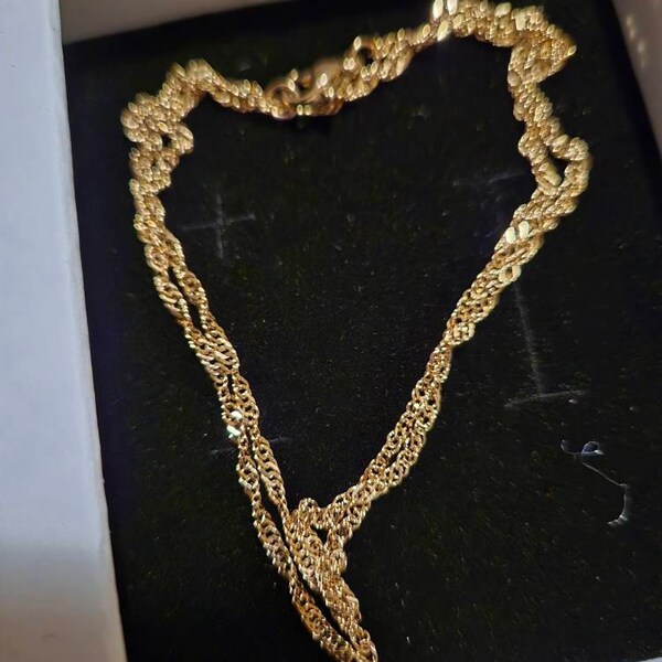 18K Gold Chain Necklace, Vine Chain, Twist Chain, Gift for Her, Figaro ...