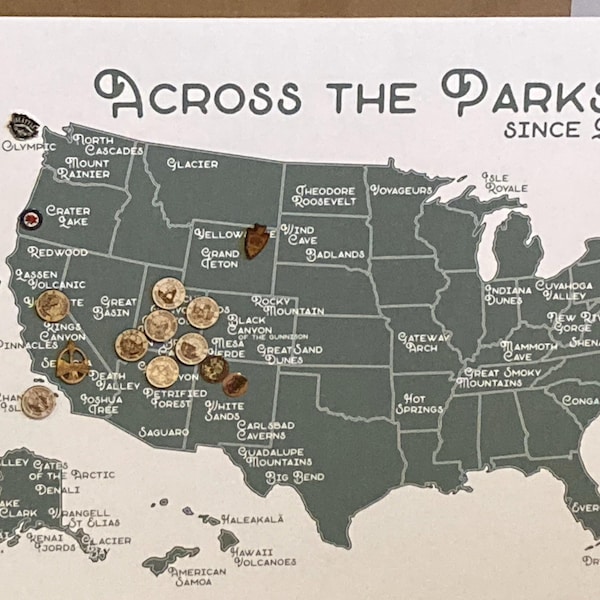 DIY National Park Push Pin Map With Tree Push Pins, Outdoors Travel USA ...