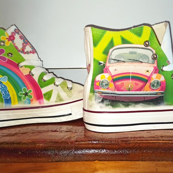Hippie, Love, Peace, Free Spirit With Rainbow, Custom Made Shoes - Etsy