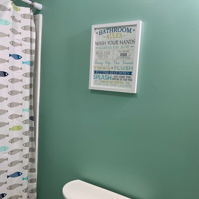 Bathroom Rules Sign Art Print Wash Brush Floss Flush Kids Bathroom ...