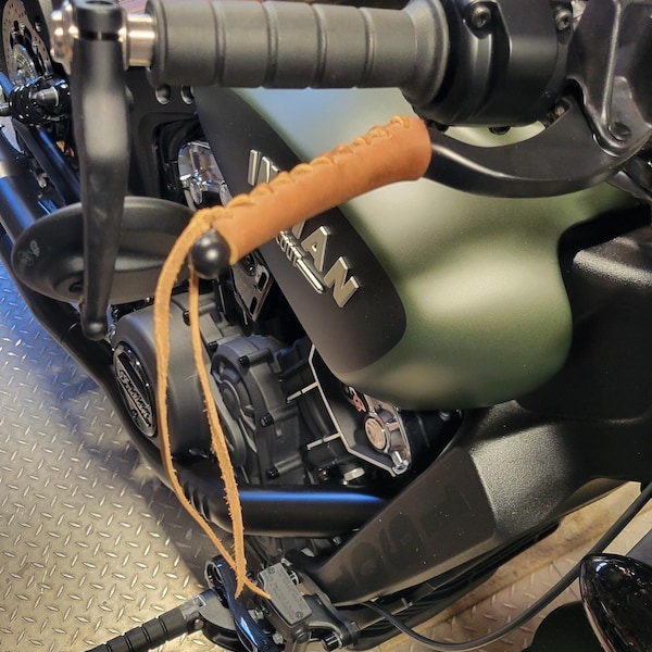 Black Heavy Duty Leather Motorcycle Hand Grip Throttle Covers Wraps W ...