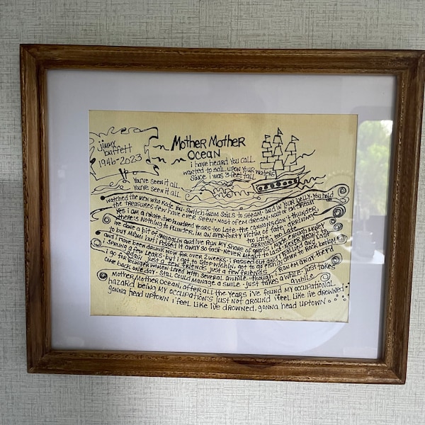 Bubbles up Jimmy Buffett Song Lyric Wall Art ORIGINAL Drawing on ...