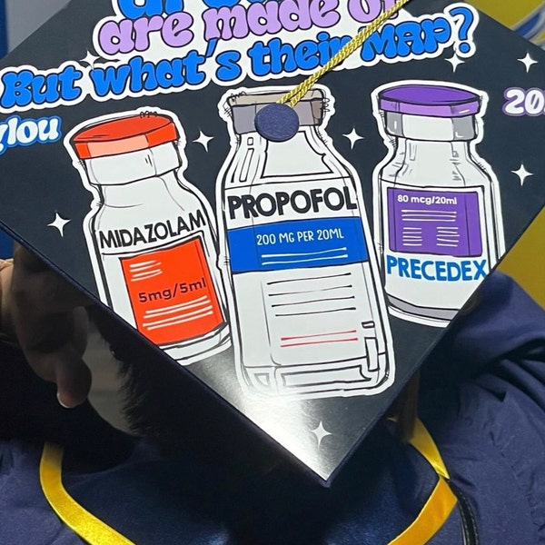 Customized ICU Nurse Graduation Cap Topper, Personalized RN Anesthesia ...