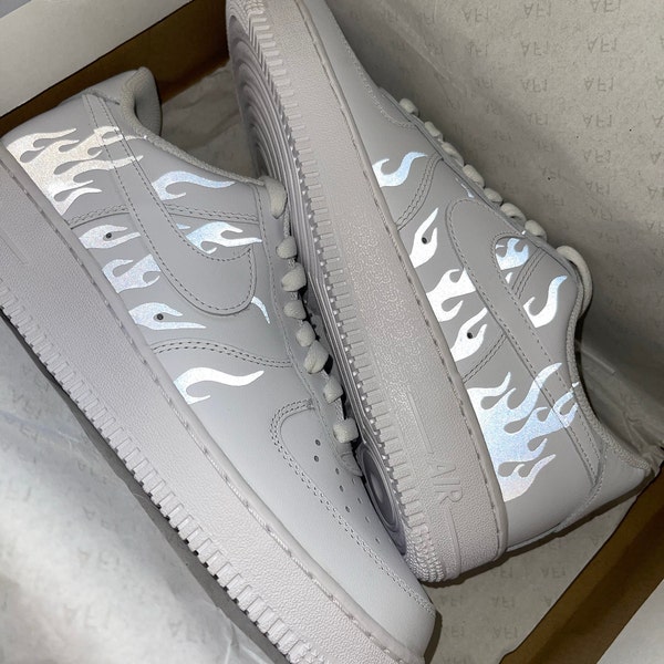 Reflective Flames Black Nike Air Force 1 | Custom Air Force 1s One | 3m ...