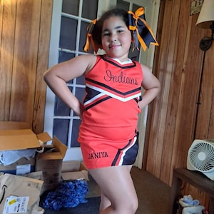 Navy & Red Cheer Uniform, Customized Cheerleading Uniform, Girls Cheer ...