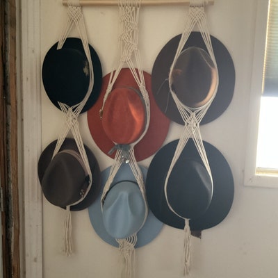 Macrame Hat Holder, Wall Hanger for Hat, Macrame Storage, Boho ...