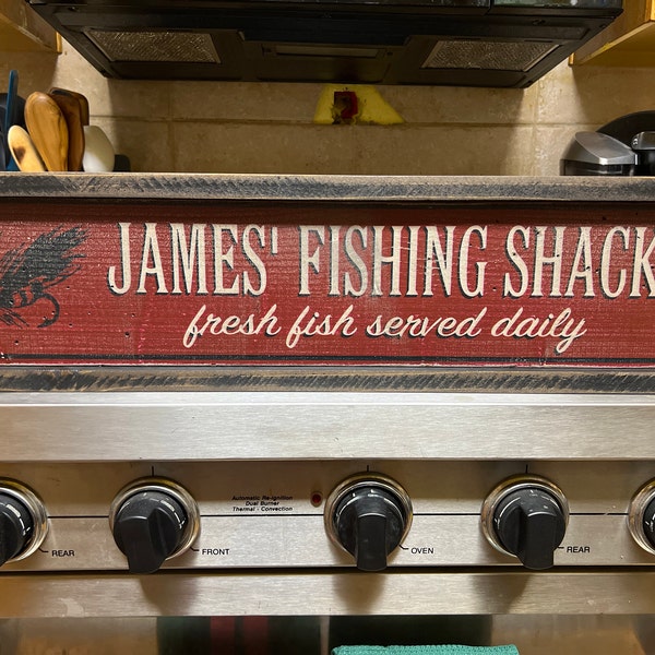 Custom Fishing Shack Fish Sign Rustic Hand Made Vintage Wooden ...