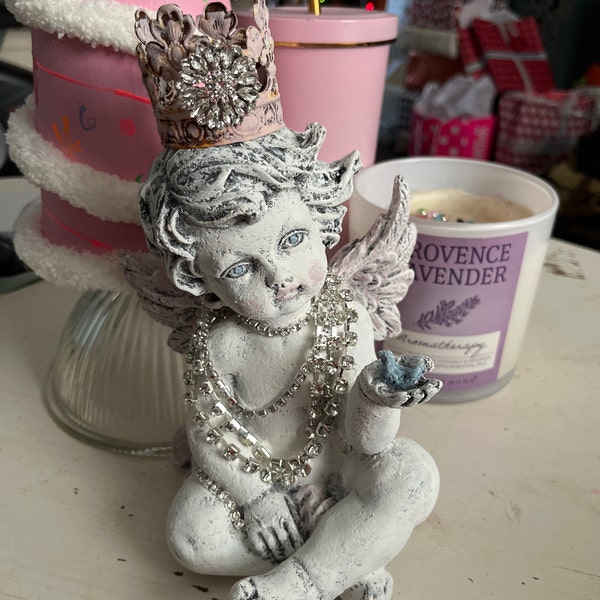 Cherub Holding Bird Crowned Cherub Cherub With Crown Winged Cherub ...
