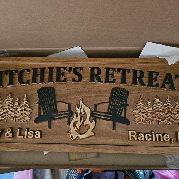 Custom Wood Campfire Sign Family Name Campsite Sign Last Name Sign ...