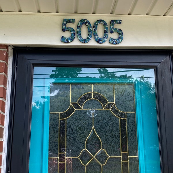 Custom Ceramic Numbers Tile Wall Hanging, Blue Mosaic Tiles Wall Decor ...