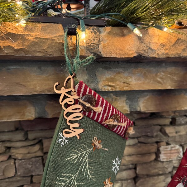 Christmas Stockings Name Tags Wooden Names for Stocking, Family ...
