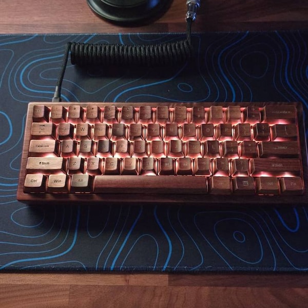 Black Walnut Wood Keyboard Case: Custom Wooden GH60 Wooting 60HE/HE+ ...