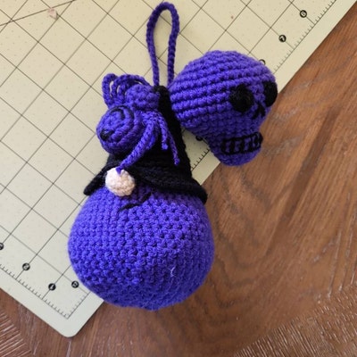 Halloween Crochet Keychain Pattern Gnome With Skull Ans Spider ...