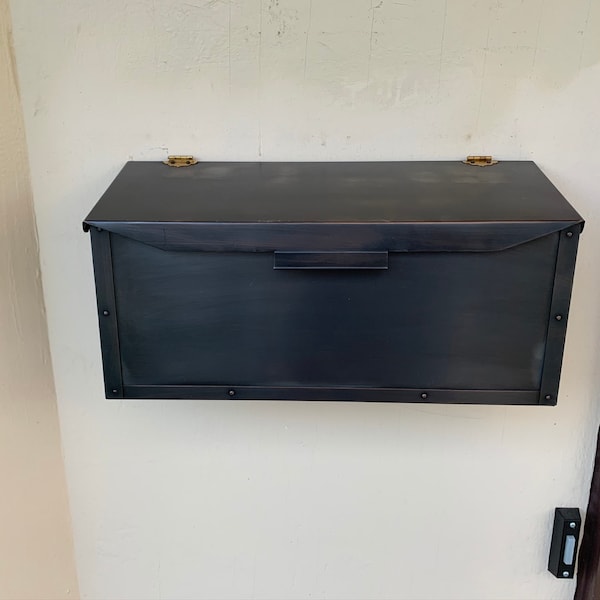 Solid Copper Wall Mount Mailbox: Bronze Patina, Brass Accents - Etsy