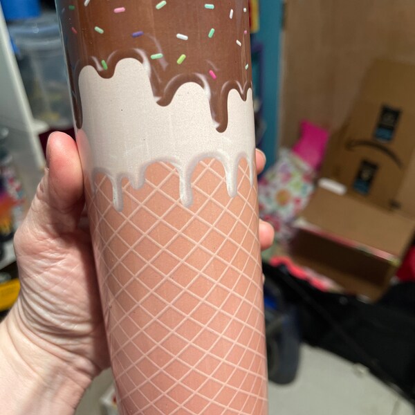 Waffle Cone Digital Paper - Dripping Chocolate and Strawberry Ice Cream ...
