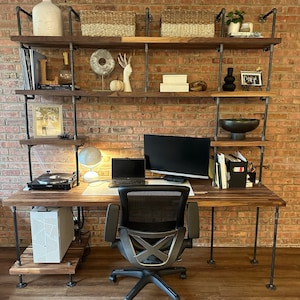 Butcher Block Corner L-shaped Desk Built-in - Etsy