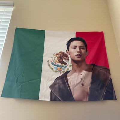 Ateez Mingi Cute Pose Flag Banner, Mingi American Tapestry, Mingi Merch ...