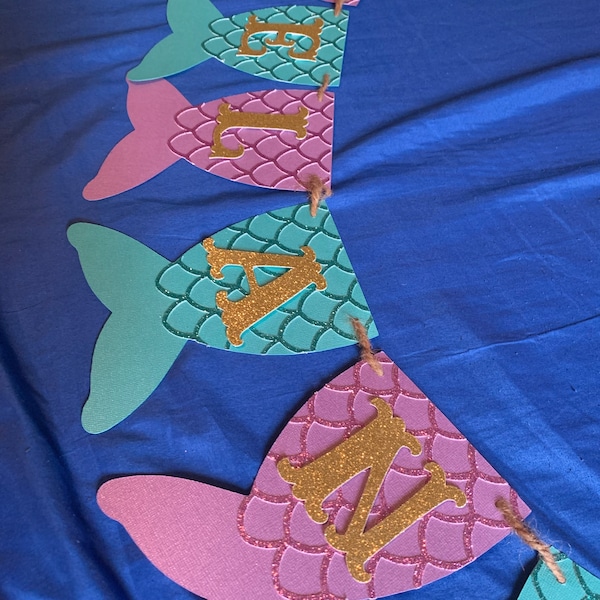 Mermaid Birthday Banner, Mermaid Tail Banner, First Birthday, Mermaid ...