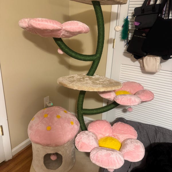 EDEN Wood Floral Cat Tree Tower, Wooden Cat Tower, Modern Cat Climbing ...