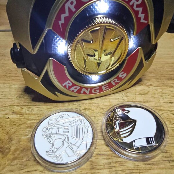 Daimetal 1 & 2 WHITE Metal Coins Tiger and Falcon Ranger Power ...