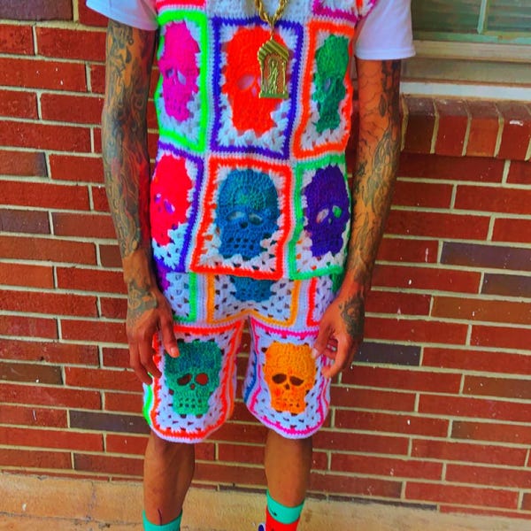 Handmade Crochet Skull Pants, Rave Wear, Comfy Clothes - Etsy