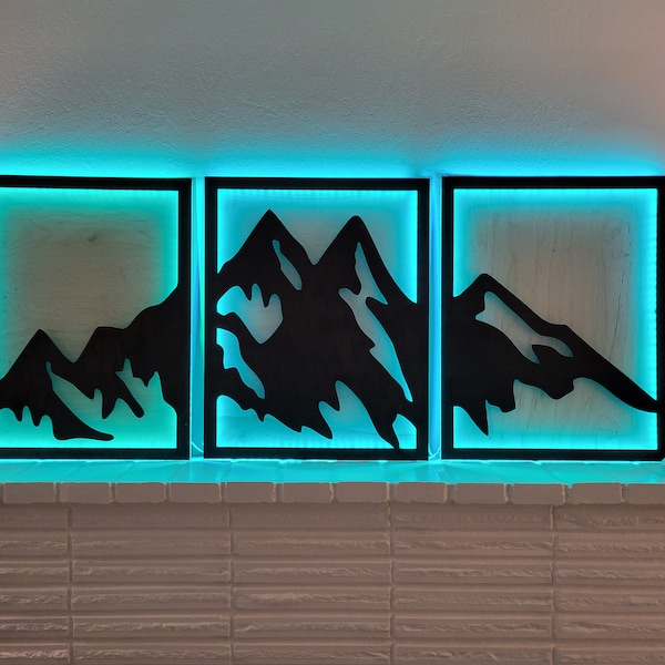 Mountain Wall Art Light Up, Mountain Wall Art With Led, Mountain Neon ...