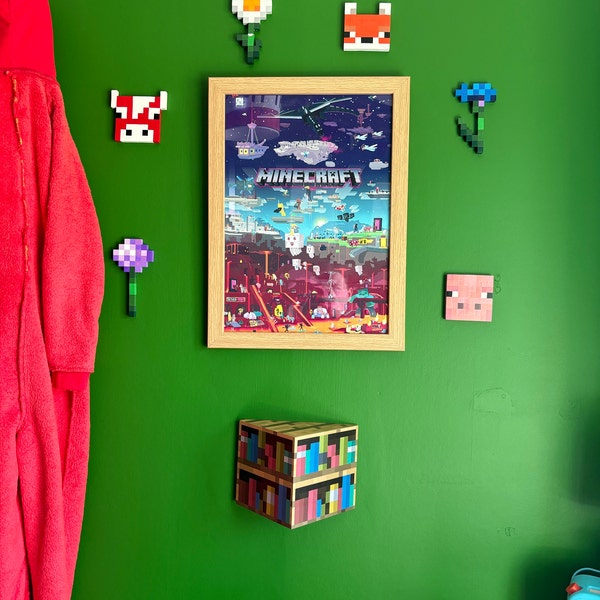 Wooden Block Minecraft Inspired Hand Painted Wall Art Tulip Flower - Etsy