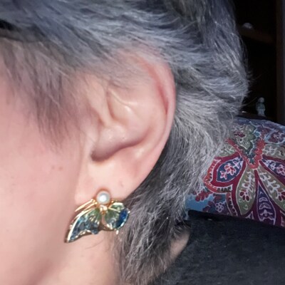Handmade Creative Earring Multi-color Butterfly Earrings Pearl - Etsy