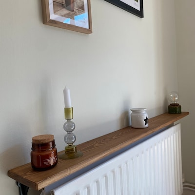 Rustic Solid Wood Radiator Shelf With Cast Iron Brackets - Etsy UK