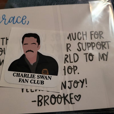 Twilight Charlie Swan Fan Club Die Cut Glossy Sticker, Die Cut Twilight ...