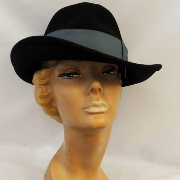 Black & Grey Vintage Style 1930’s 1940’s Inspired 100% Wool Felt Large ...
