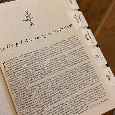 Bible Tabs cursive Minimalist standard & Catholic White Modern ...