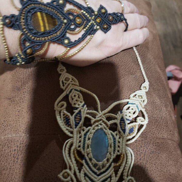 Tribal Macrame Necklace, Micromacrame Native American Jewelry, Handmade ...