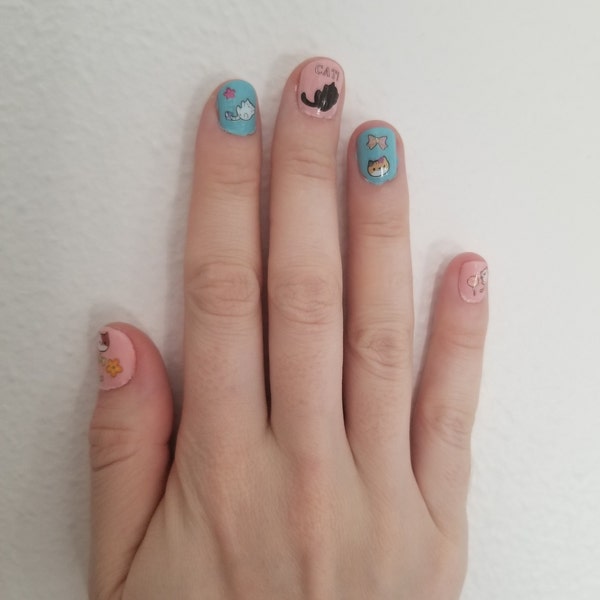 BTS Press-on Nails| Jungkook Nails | Kawaii Ombre Nails| Fake Nails ...