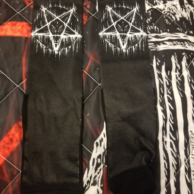 2 Satanic Pentagram Drip 666 Socks-satanic Baphomet Socks-satanic ...