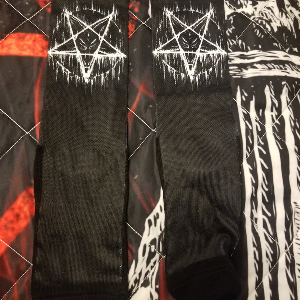 2 Satanic Pentagram Drip 666 Socks-satanic Baphomet Socks-satanic ...
