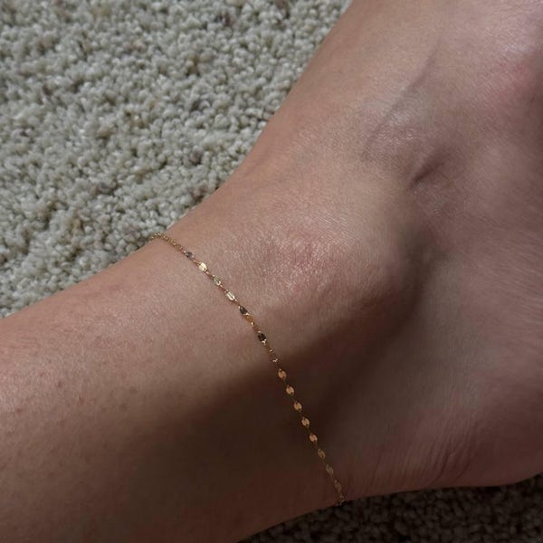 Singapore Chain, Gold Chain Anklet, 14K Solid Gold Anklet, Simple Twist ...