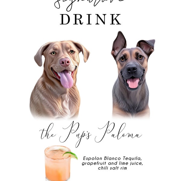 Dog Custom Drink Sign Dog Signature Drink Sign Dog Signature Cocktail ...