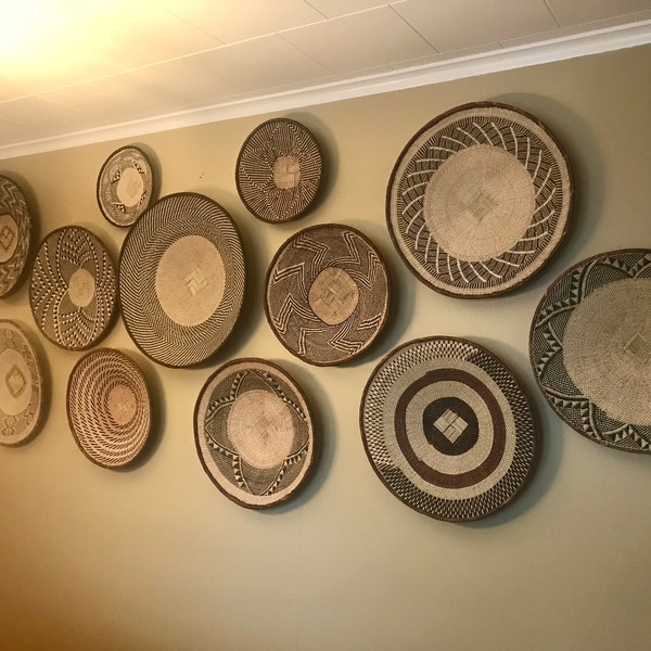 African Basket Set of 6, African Wall Binga Baskets, Tonga Wall Basket ...