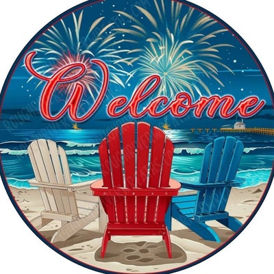 Beach Wreath Sign Welcome Wreath Sign Wreath Sign Beachy Colorful Beach ...