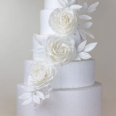 CAKE TOPPER, ROSE Wafer Paper , Edible Flowers, Wedding Cake Decor ...