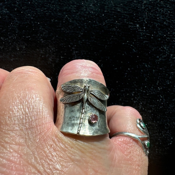 Sterling Silver Dragonfly Ring, Ring With Stone, Sapphire Ring Silver ...
