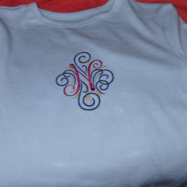 Adorn Monogram Machine Embroidery Font - 5″ 6″ - Formats: Bx Dst Exp ...