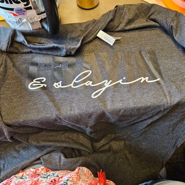 Grayin' & Slayin' Tee, Gray Hair Shirt, Silver Sister Going Gray, Gift ...