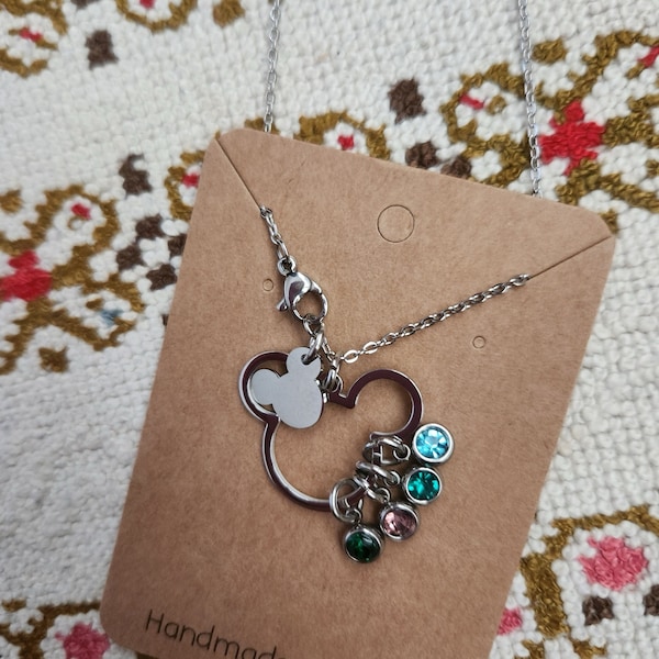 Birthstone Mickey Mouse Necklace Mom Grandma Aunt Mother's Day Jewelry ...