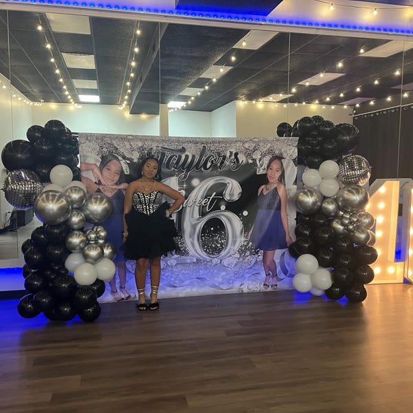 Custom Backdrop, Sweet 16 Backdrop, Winter Wonderland Backdrop, Silver ...