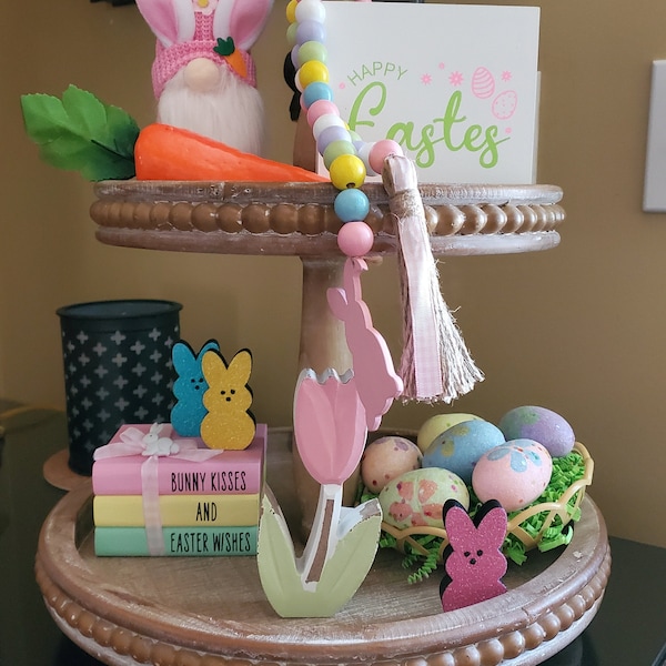 Farmhouse Easter Wood Book Stack, Easter Decor, Mini Wood Books ...