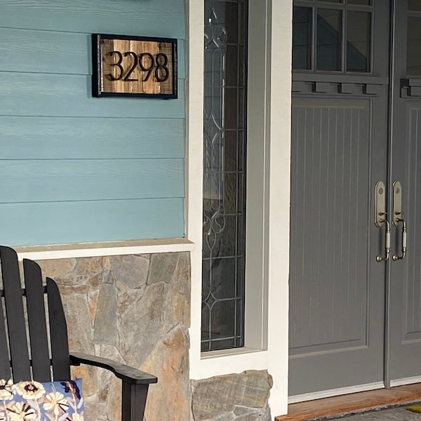 House Numbers Rustic Modern Address Sign | Farmhouse Decor Outdoor Sign ...